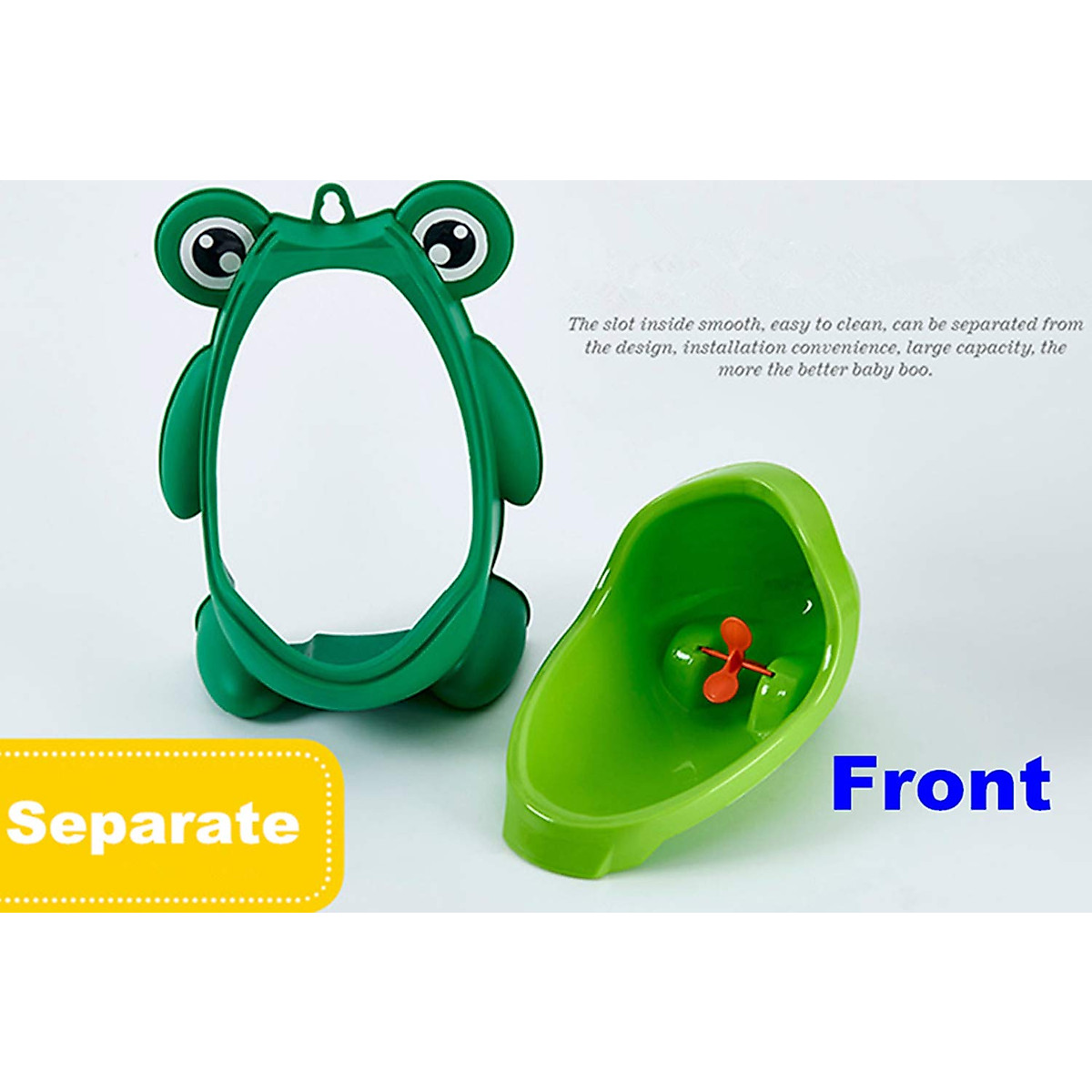 Beetoo Cute Frog Potty Training Urinal for Boys with Hook - Baby Standing Urinal Potty Trainer with Funny Aiming Target - Blackish Green