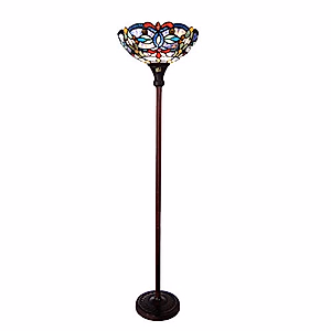 Radiance Goods Tiffany-Style Victorian Stained Glass Torchiere Floor Lamp 69" Height