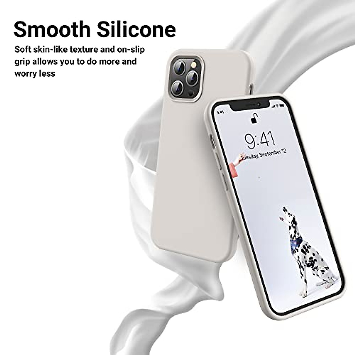 OTOFLY Compatible with iPhone 12 Pro Max Case 6.7 inch(2020),[Silky and Soft Touch Series] Premium Soft Liquid Silicone Rubber Full-Body Protective Bumper Case for iPhone 12 Pro Max (Stone)