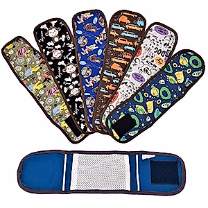 FunnyDogClothes Pack - 6pcs Dog Puppy Diapers Male Boy Belly Band Wrap Reusable Washable for Small Dog Breeds (Pack of 6 Colors, M: Waist 11" - 13")