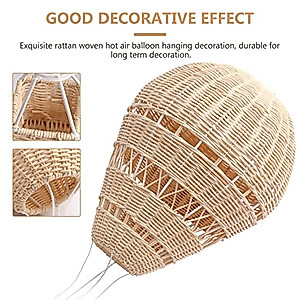 VALICLUD Rattan Hot Air Balloon Natural Photo Props Wicker Handwoven Wall Basket Decor for Childrens Rooms Preschool Education Photography Living Room Or Bedroom Unique Wall Art