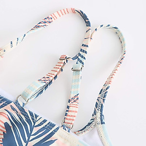 Moon Tree Big Girls Two Piece Swimsuits Brown Leaves Bikini Sets Adjustable Strap Bathing Suits Size 16/7-16