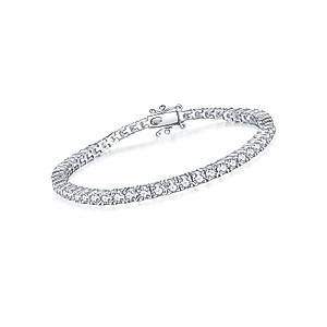 IMOLOVE Moissanite Tennis Bracelet for Women Sterling Silver Wedding Bracelets for Brides Stacking Dainty Bracelets with 18K White Gold Plated-18