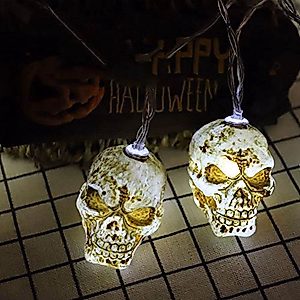 Led Skull Halloween Lights,Resin Party Battery Operated Fairy Lights Indoor Outdoor Garden Tree Decorative Wire Lights
