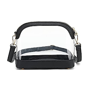 LOXOMU Clear Purses for Women Stadium, Chic Small Clear Evening Bag, Cute See Through Clear Stadium Purse for Concerts Sports Wedding (Black)