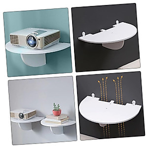 HOOTNEE Semi Circle Shelf White WiFi Clear Router Storage Rack Wooden