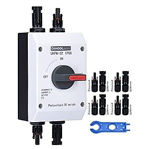 DIHOOL Solar Panel Disconnect Switch, DC 30 Amp PV Solar Isolator Disconnect, DC1200V, IP66