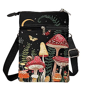 Xpyiqun Mushroom Purse Crossbody Bag for Women Shoulder Handbag Small Moon Star Butterfly Wallet Messenger Bags Cute Stuff Sack Gifts for Teen Girls Kids Storage Pouch