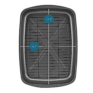 Baking with G&S HGVP07-AZ Four-Piece Nonstick Roaster with Rack and Lid Set, 17.375 in x 12.75 in x 0.375 in, Grey