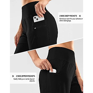 G Gradual Women's High Waisted 9" Bermuda Shorts with Zipper Pockets Athletic Workout Long Shorts for Women Knee Length(Black,M)