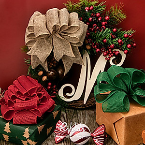 Ribbli Burlap Wired Ribbon,2-1/2 Inch x 10 Yard,Natural,Solid Wired Edge Ribbon for Big Bow,Wreath,Tree Decoration,Outdoor Decoration