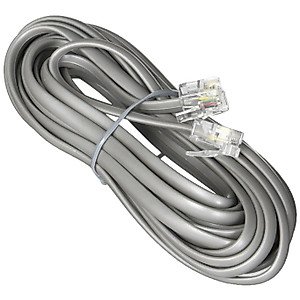 1st Choice Premium High Quality Telephone Line Cord Heavy Duty Silver Satin 4 Conductor 14-ft by TeleDirect