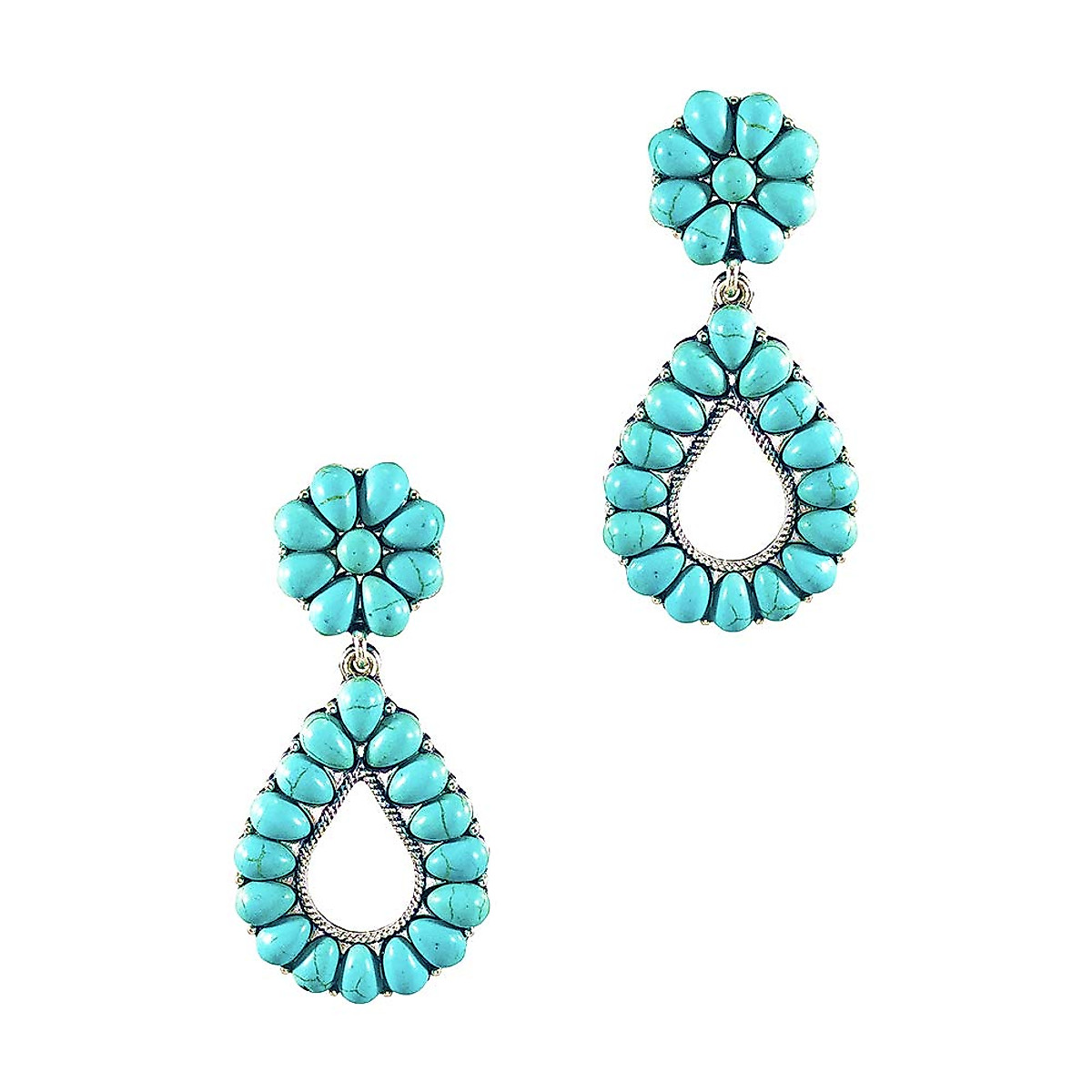 Turquoise Bohemian Small Delicate Metal Teardrop Earring No.248