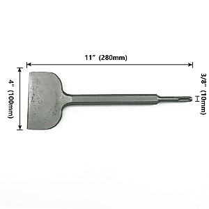 SPKLINE 4 Inch Wide Tile & Thinset Scaling Chisel SDS-Plus Shank 4" x 11" Thinset Scraper Wall and Floor Scraper Works with All Brands of SDS-Plus Rotary Hammers and Demolition Hammers