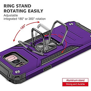 AYMECL for Samsung Galaxy S8 Case, Galaxy s8 Phone case with Self Healing Flexible TPU Screen Protector [2 Pack], Military Grade Double Shockproof with Kickstand Case for Samsung S8-Purple