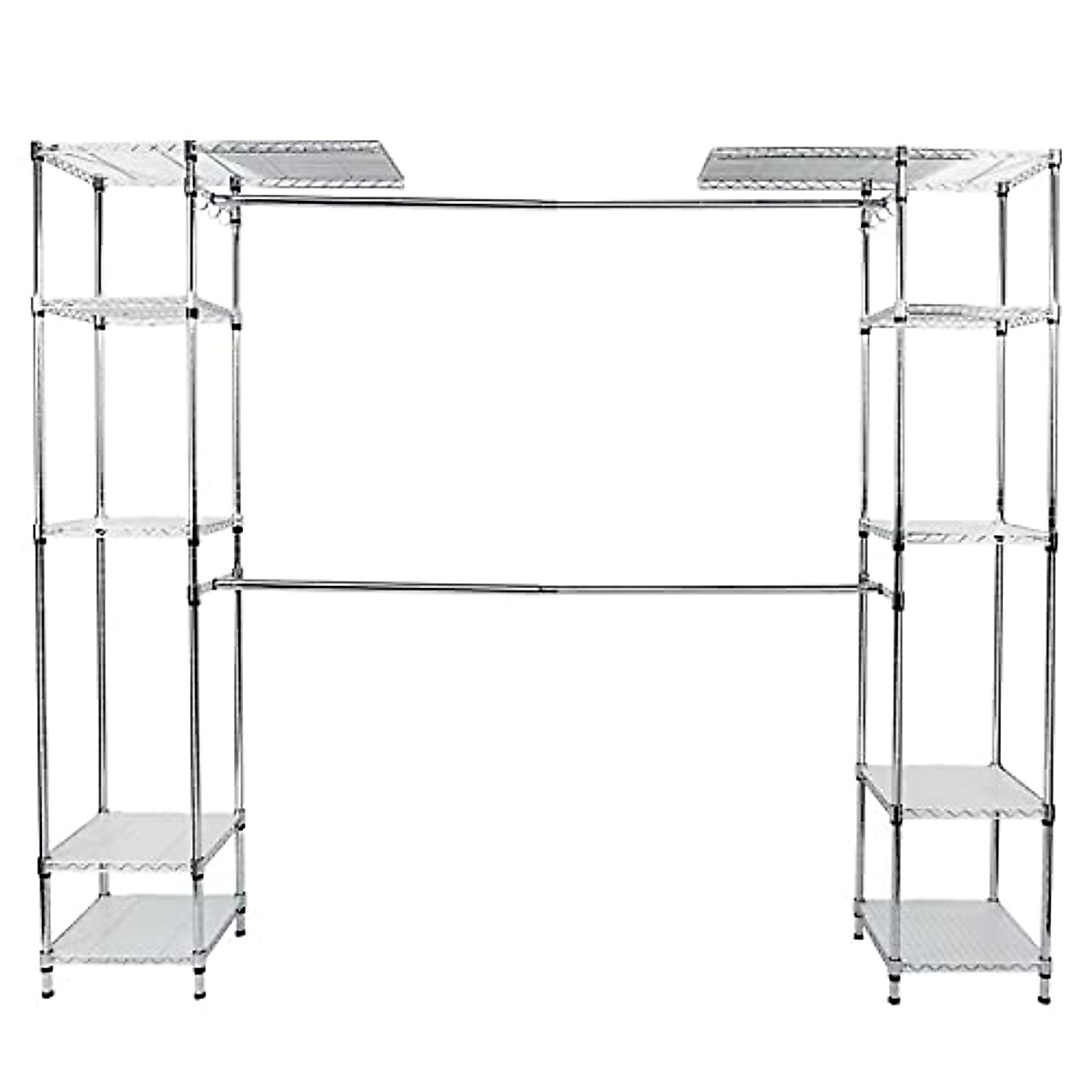 NC Portable Simple Assembly Wardrobe Hanger Closet Storage Rack System Kit Expandable Clothes Storage Metal Rack Storage Cabinet Shoe Cabinet-Silver