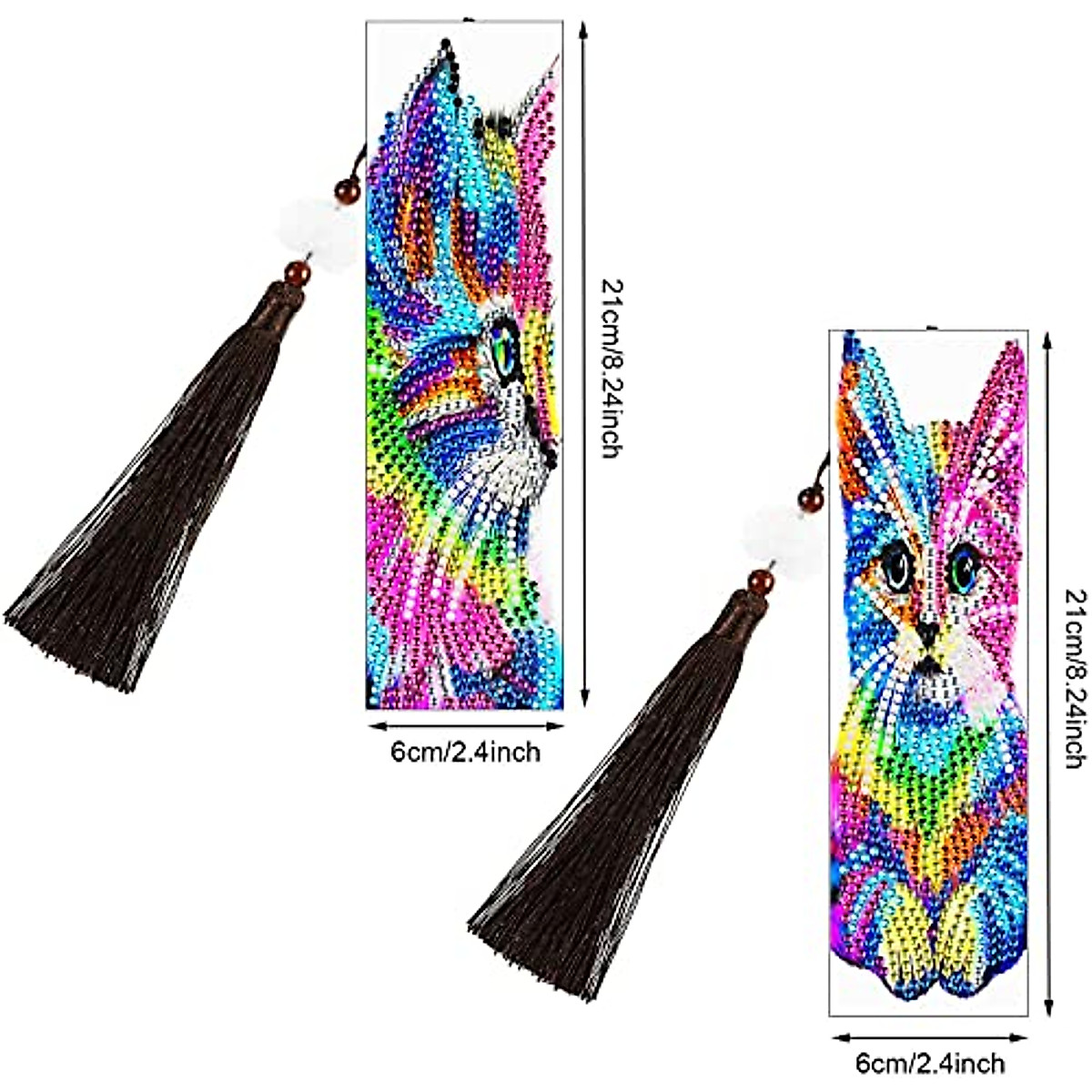 Paint Cat Diamond Painting Bookmark - pigpigboss 2 Pieces Bookmark Diamond Dots Kit Crystal Rhinestone Diamond Painting Cat Bookmark with Tassel for Adult Child Book Decor Arts Gift