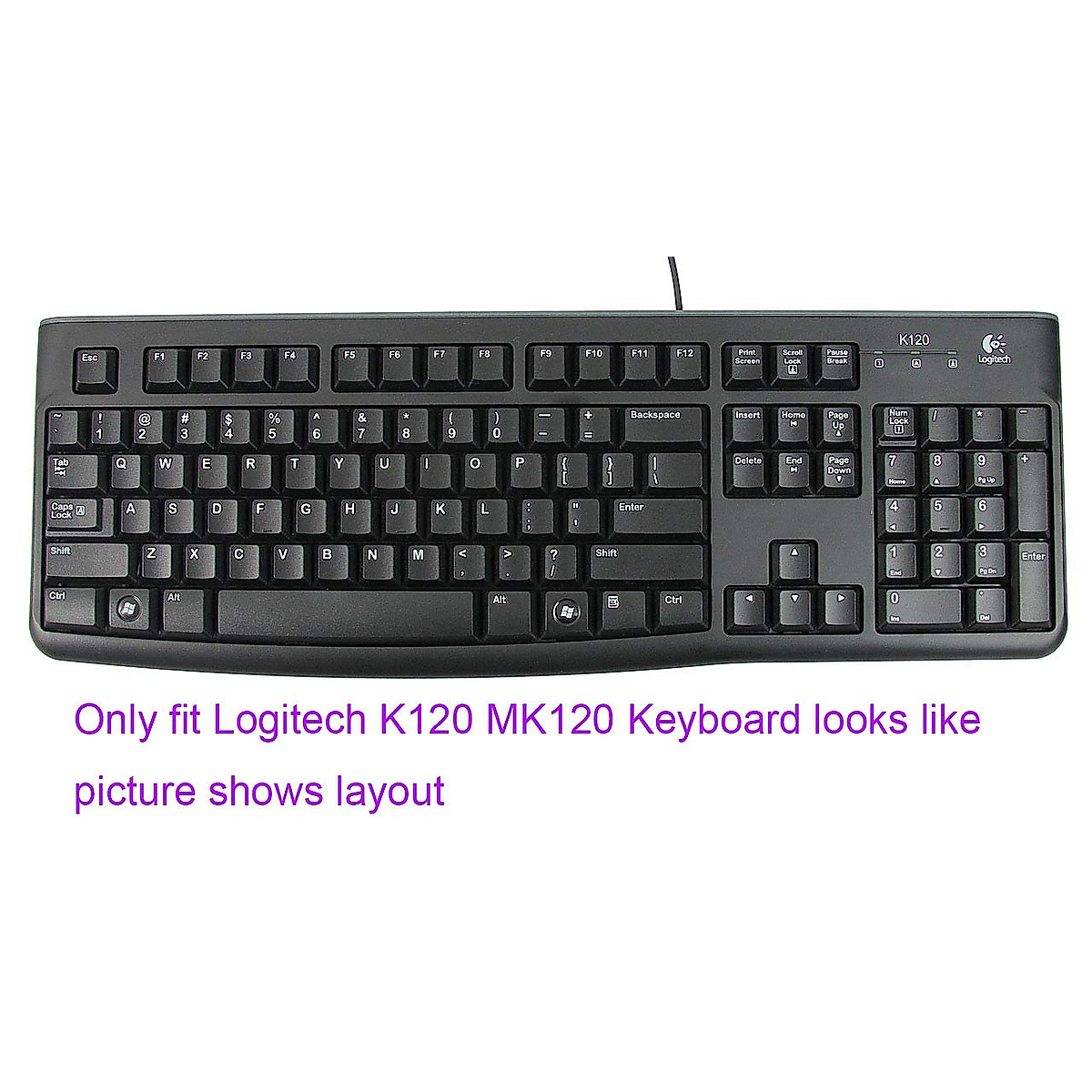 Ultra Thin Desktop PC Silicone Clear Keyboard Cover Skin Protector Compatible with Logitech K120 MK120 Keyboard (NOT Compatible for Other Desktop Keyboards) - Transparent