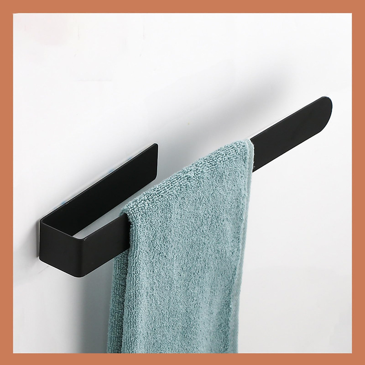 purzen Bathroom Hand Towel Holder, Paper Towel Holder Wall Mounted, Suitable for Bathroom Black Shelf Paper Towel Holder Kitchen Towel Rack,Black,L