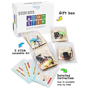 Poraxy 4 Set STEM Kits for Kids Ages 8-10, Science Experiment Projects Building Kits, Wooden 3D Puzzles, Educational Building Toys for Ages 8-12-13, Gifts for 8,9,10,11,12 13 Year Old Boys and Girls