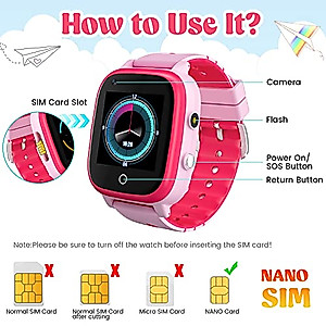 4G Kids SmartWatches, IP67 Waterproof LBS WiFi GPS Tracker Children Smartwatch Phone Call for Boys Girls, Touch Screen Cellphone Video Call Voice Chat Anti-Lost SOS Learning Toy for Kids Gift, Pink