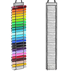 Coitak Vinyl Roll Holder, Vinyl Storage Organizer with 24 Compartments, Craft Vinyl Storage Rack, Gift Wrap Organizer, Gray