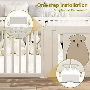 Benarita Baby Playpen 71" L x 79" W x 26”D Kids Activity Center Safety Play Yard with Gate and Mat Beige Indoor Outdoor Fence for Baby Boys Girls 14 Panel