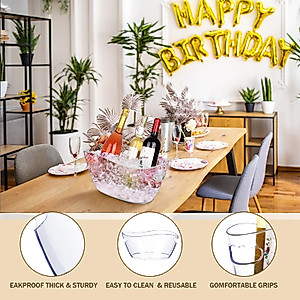 Ice Buckets for Parties, 6.5L Beverage Tub 2pcs Large Mimosa Bar Clear Acrylic Champagne Bucket with Scoops, Drink Bucket Tub for Cocktail Bar, Upgraded 6.5 Liter Wine Beer Cooler Bucket Kit