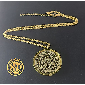 Seal of The Seven Archangels + 72 names of God + 1FitAll King Solomon Coin bezel kabbalah seal talisman Necklace