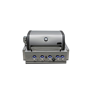 Mont Alpi MABi400 32-Inch 4-Burner 63000 BTU Stainless Steel Built-In Outdoor Kitchen Backyard Patio Barbecue Propane Gas Island Grill w/Infrared Rear Burner + Rotisserie Kit & Weather Cover