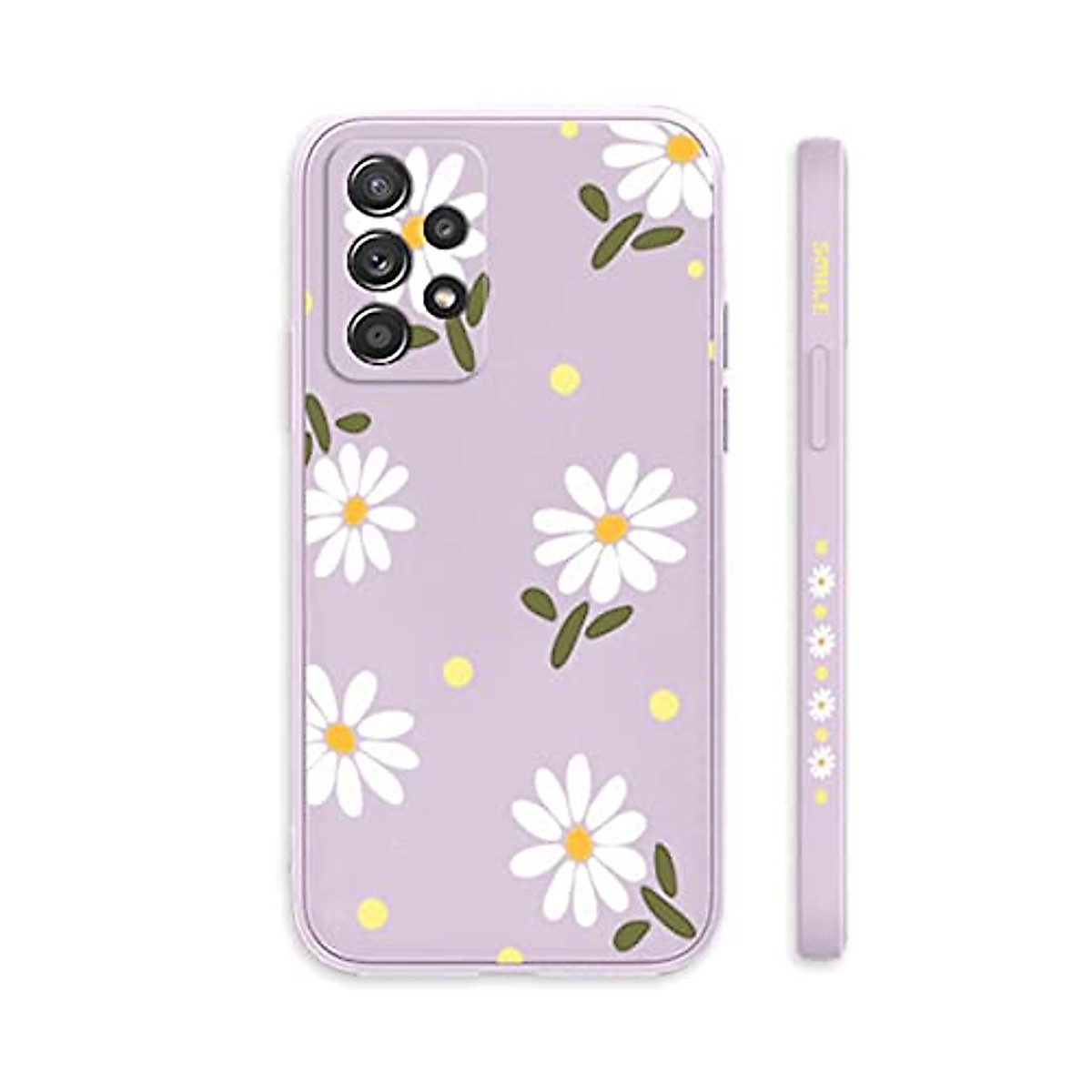 Sunswim for Galaxy A53 5G Case Cute Flowers Daisy Pattern Full Camera Lens Protection Shockproof TPU Bumper Liquid Silicone Protective Cover Phone Cases for Samsung Galaxy A53 5G 6.5" 2022-Purple