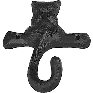 DPOWERFUL Coat Hooks Cat Wall Hooks Cast Iron Coat Hooks Towel Hooks Metal Rustic Key Hooks Vintage Decorative Wall Decor with Screws Antique Dark Rust 3 Pack