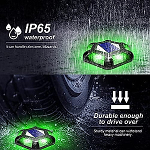 CREPOW Solar Dock Lights Driveway Deck Lights - 8 Packs Waterproof 1200mAh Outdoor LED Aluminum Dock Lighting Warning Step Lights for Driveway Sidewalk Garden Pathway Yard (Green)