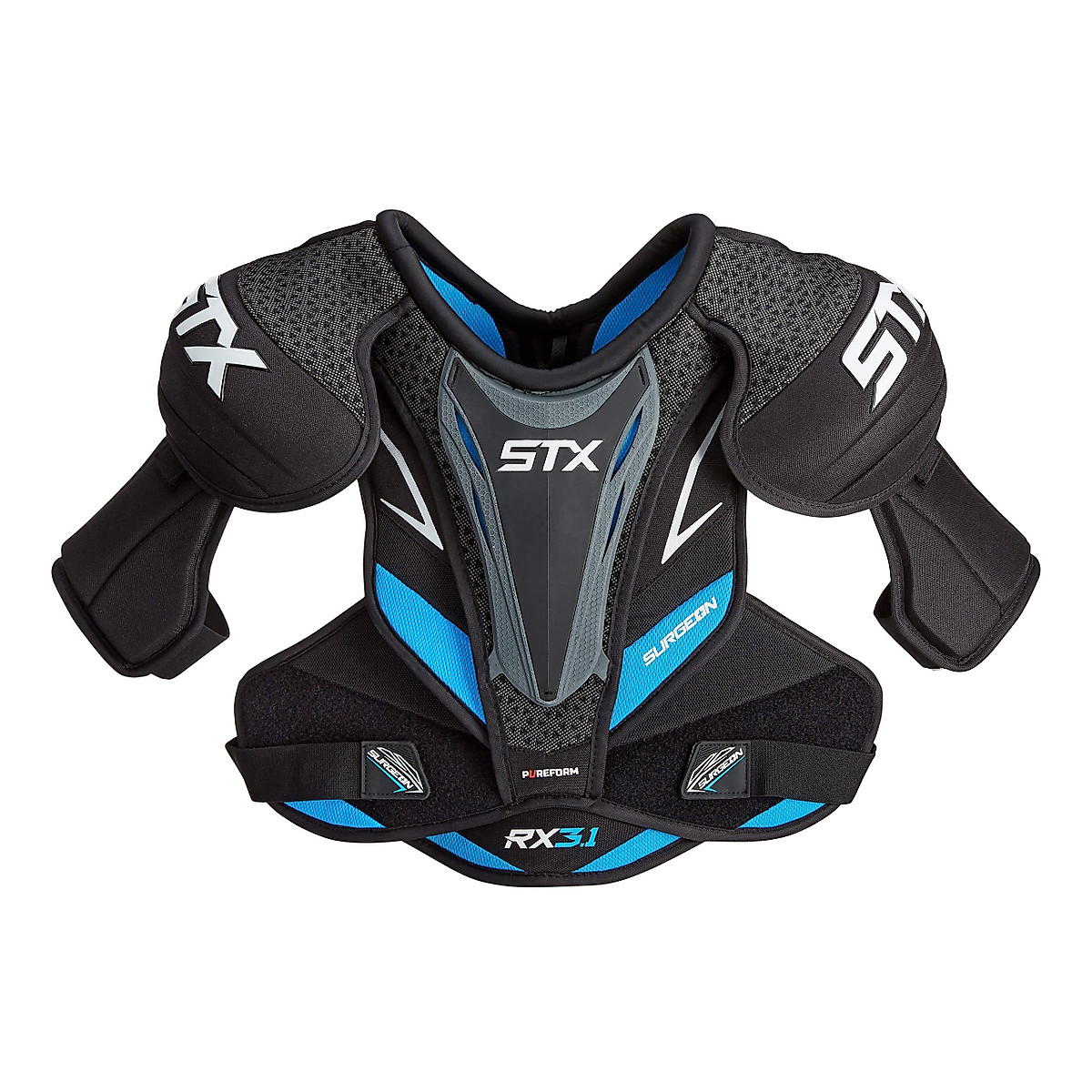 STX Ice Hockey Surgeon RX3.1 Junior Shoulder Pad, Large,White/Blue