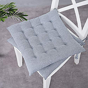 RECYCO Chair Cushions for Dining Chairs 4 Pack, Square Thick Chair Pads with Ties Non Slip, Soft and Comfortable Seat Cushion for Kitchen Dining Office Chair, 15.7" x 15.7", Gray