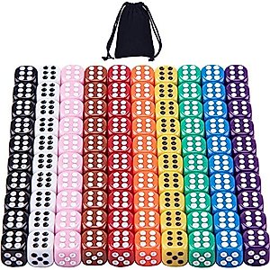 AUSTOR 100 Pieces Dices 12mm Game Dice Set 6 Sided Round Corner Dices for Tenzi, Farkle, Yahtzee, Bunco or Teaching Math