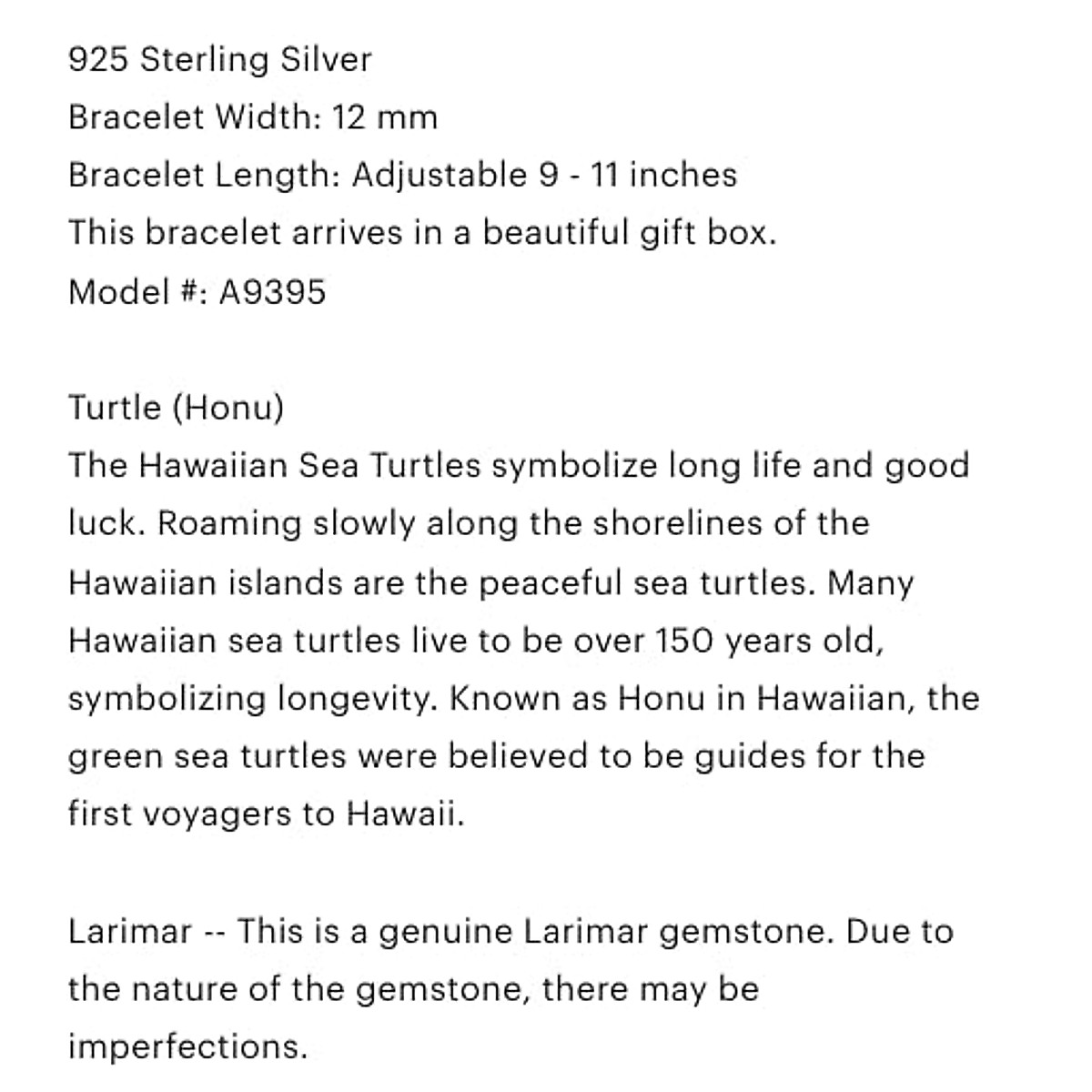 Unique Hawaiian Genuine Larimar Ocean Wave Sea Turtle Ankle Bracelet, Sterling Silver Larimar Wave Turtle Anklet, B9395A