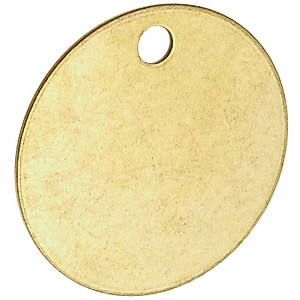 Brady Blank Valve Tags - Round Brass Tags, 1-1/2" Diameter, B-907 (Pack Of 25) - 23210