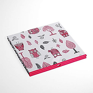 Bacati Owls Girls Cotton Storage Box Large, Pink/Grey