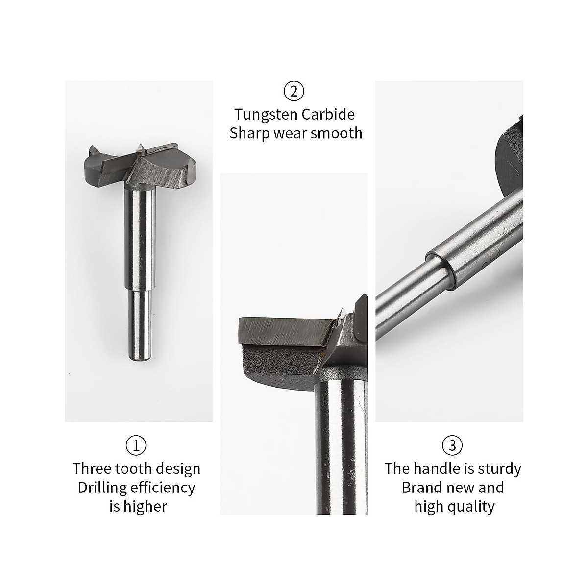 Rocaris 20Pcs Forstner Drill Bits, Tungsten Steel Woodworking Hole Saw Set, Wood Cutter Auger Opener Round Shank Drilling Cutting Tool (14mm-50mm)