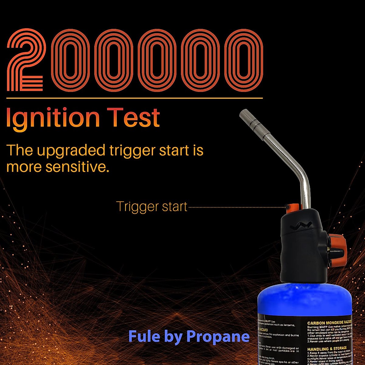 Propane Torch Head, Trigger Start Propane Gas Torch Kit with Self Ignition & Adjustable Knob, Pencil Flame Welding Torch Fuel by Propane Gas（CSA Certified)