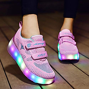 Nsasy Roller Shoes USB Charge Girls Boys Sneakers with Wheels LED Roller Skates Shoes