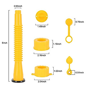 NEAGLORY 4-Kit Gas Can Spout Replacement, Flexible Pour Nozzle with Screw Collar Caps, Spout, Spout Sealing Cap, Extra Rubber Gasket, Replacement Vent Caps Suitable for Most 1/2/5/10 Gal Oil Cans