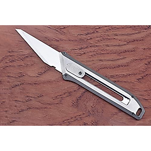Titanium Utility Knife Garden Grafting Cutter Knife Handmade Knife Edc Knife, Retractable Box Cutter Blade Replaceable Knife (Titanium-silver)