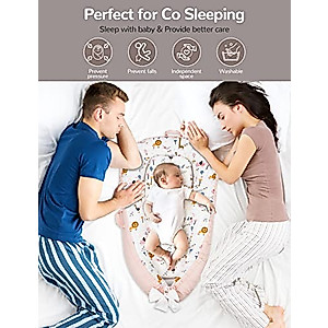 Mestron Baby Nest for 0-12 Months,Baby Lounger Baby Snuggle Infant Bassinet Mattress Insert Soft & Breathable Cotton Portable Infant Floor Seat Co-Sleeping (Elephant)