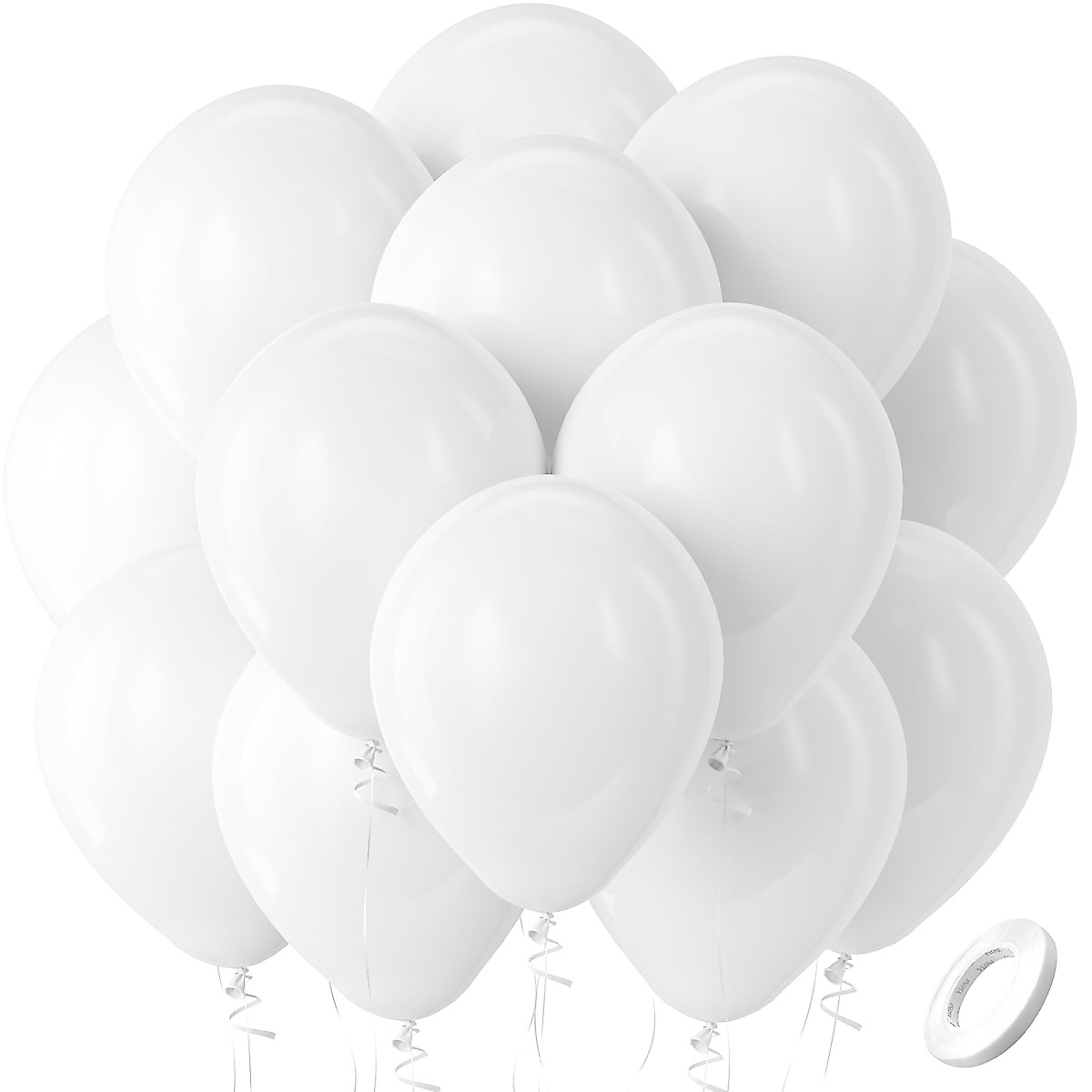 Bezente White Balloons Latex Party Balloons, 100 Pack 12 inch Round Helium Balloons for White Themed Wedding Graduation Birthday Party Backdrop 4th of July Decorations Independence Day