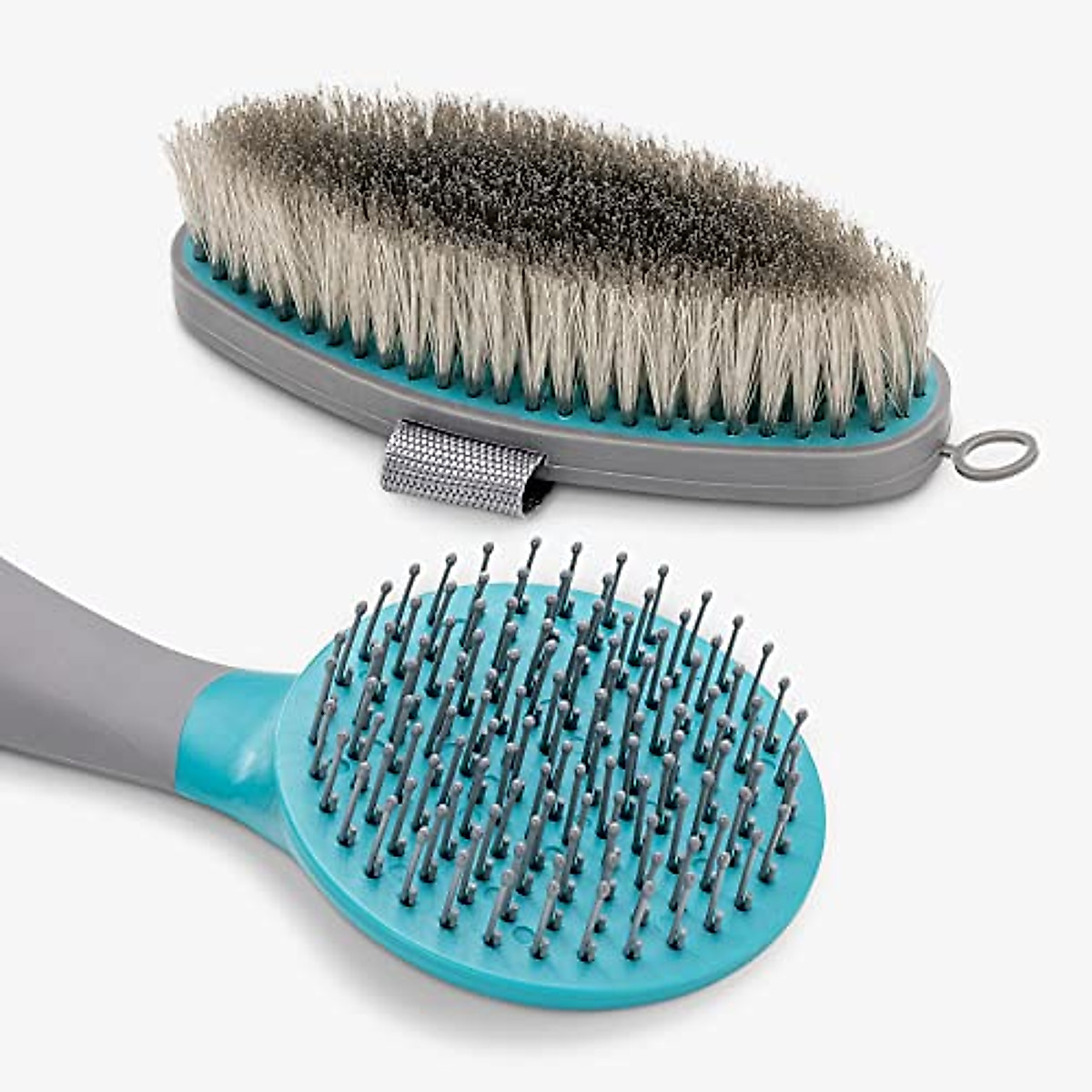 Navaris Horse Grooming Brush Set - 2x Equestrian Brushes for Horses Tail Mane and Body Groom Kit Comb Set - Detangling Horse Hair Brush