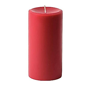 3" x 6" Hand Poured Solid Color Unscented Pillar Candles Set of 3 - (Red)