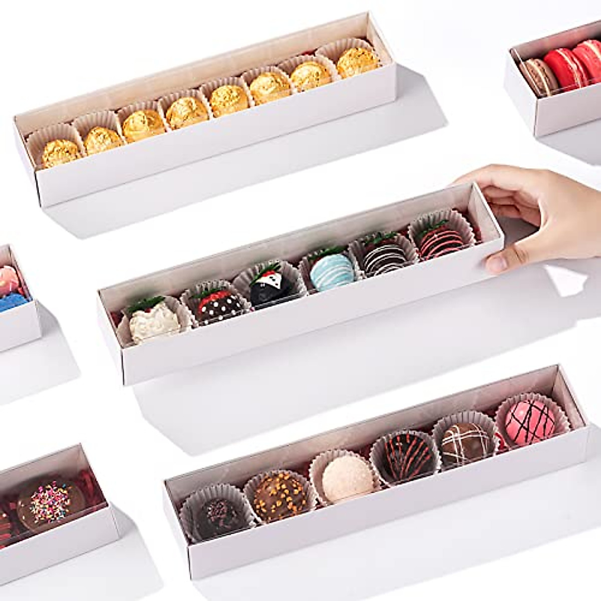 SLShePack 20Pack 12x2¼x2 Inches Clear Chocolate Covered Strawberries Boxes for 6, Macaron boxes for 12, Truffle Boxes Cocoa Bombs Cookies boxes