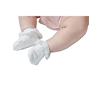 EPEIUS 5 Pack Baby-Girls Eyelet Frilly Lace Socks Newborn Princess Ankle Socks for 0-3 Months,Bow Pattern,White/Ivory/Pink/Purple/Green,Shoe Size 0-1